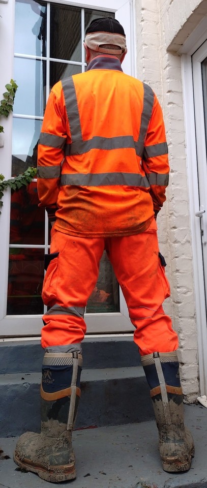 mens Orange & Blue HI VIS work trackie tracksuit bottoms Med 32W 33L ...