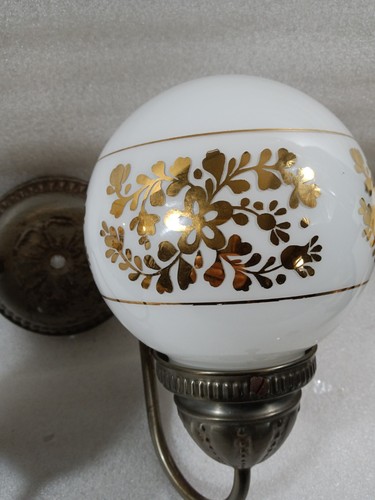 VTG Wall Mount Vanity Light MCM Glass Globes Gold Lighting Fixture USA ...