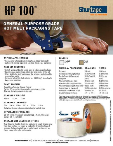 Shurtape HP 100 Carton Sealing Tape 48mm x 110 yds. Clear - Pack of 6 ...