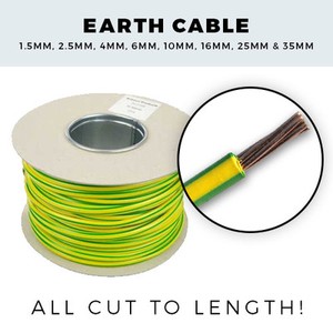 EARTH CABLE 1M - 100M VARIOUS LENGTHS 1.5MM- 35MM GREEN AND YELLOW ...