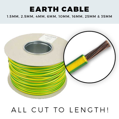 EARTH CABLE 1M - 100M VARIOUS LENGTHS 1.5MM- 35MM GREEN AND YELLOW ...