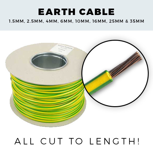 EARTH CABLE 1M - 100M VARIOUS LENGTHS 1.5MM- 35MM GREEN AND YELLOW ...