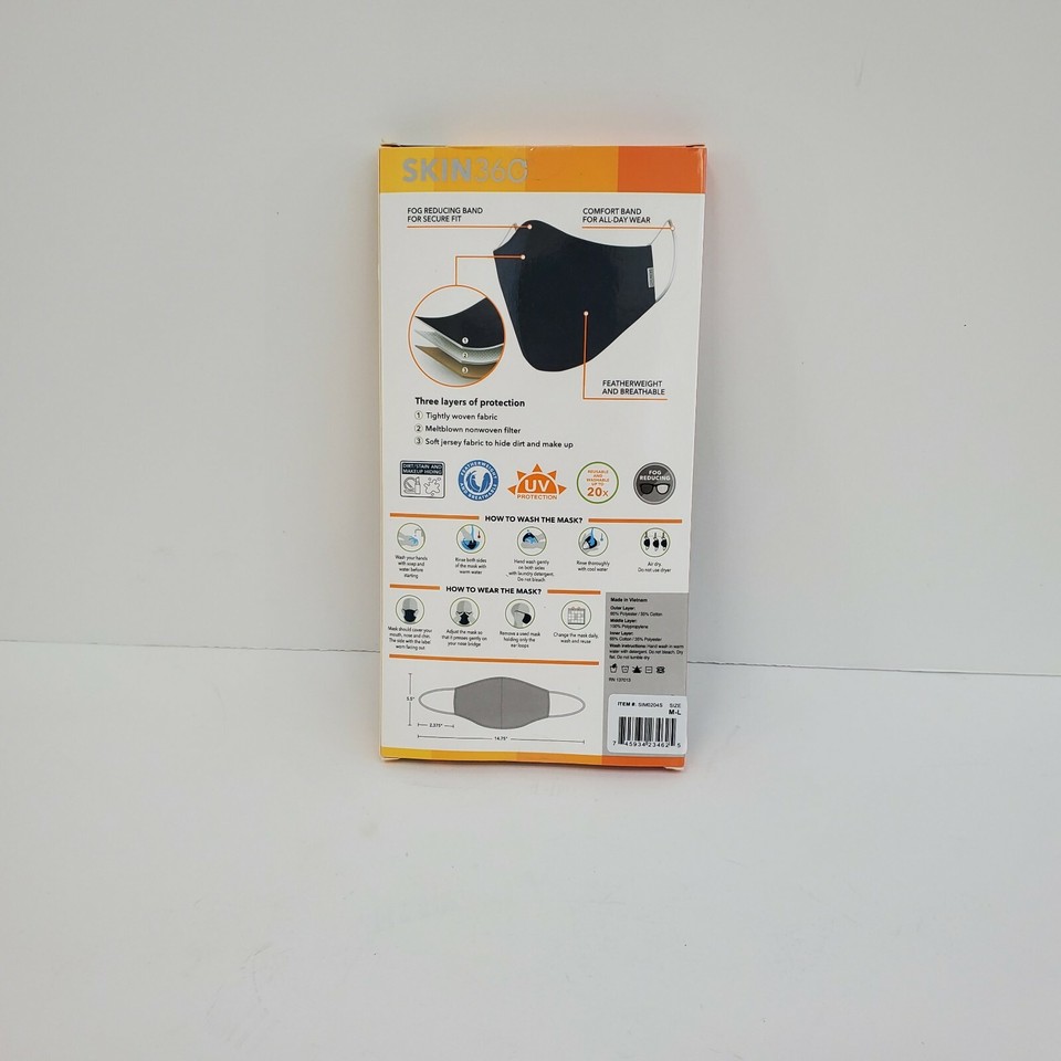 Cloth Face Masks Skin360 Premium Reusable Cloth Adult New in Box 6 Pack ...