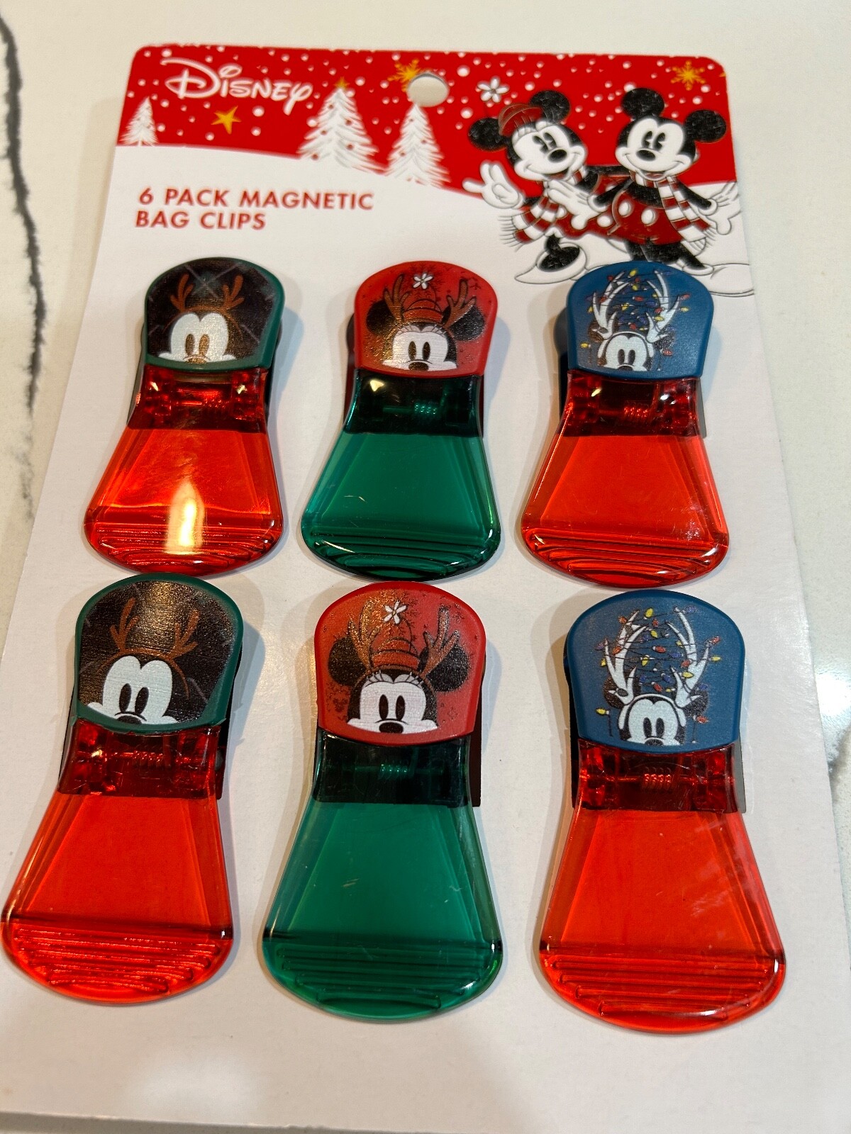 Disney Mickey Mouse CHRISTMAS 6 pack Magnetic Bag Clips New | eBay