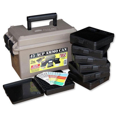MTM ACC45 45 ACP Ammo Can For 700 Rd. Includes 7 Each P-100-45's Dark ...
