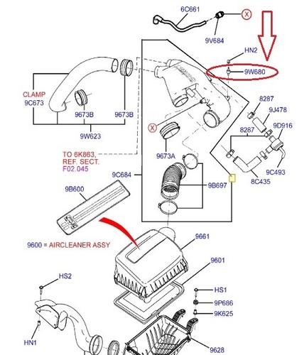 Genuine Ford BA/BF Falcon Turbo Air Intake Crossover Pipe Rubber ...