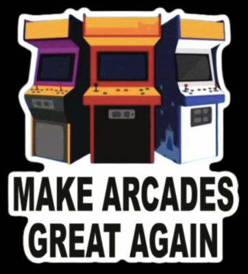 Funny "MAKE ARCADES GREAT AGAIN" vintage stand-up video game DECAL ...