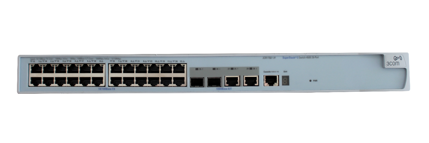 3COM Superstack 3 Server Switch 4500 26-Port 24+2 3CR17561-91 Gigabit ...