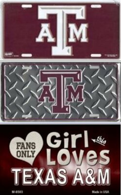 TEXAS A&M License Plate, Aggies University College Team, Aluminum NEW ...