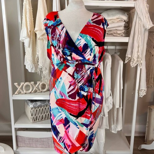 London Style Collection Plus Sz 24W bold maximalist midi cap sleeve ...