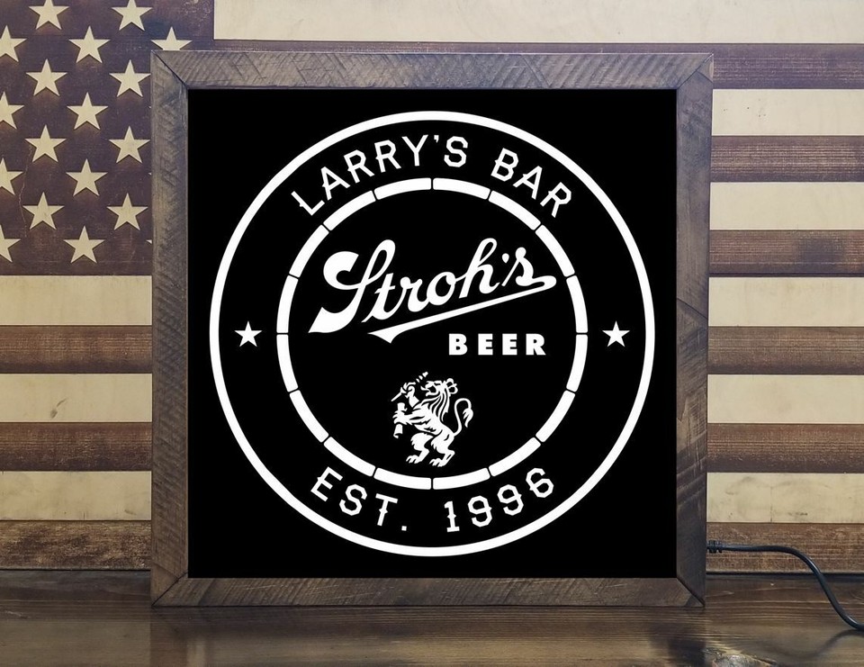Custom Stroh's Beer LED Sign Personalized Home bar pub Lighted non neon ...