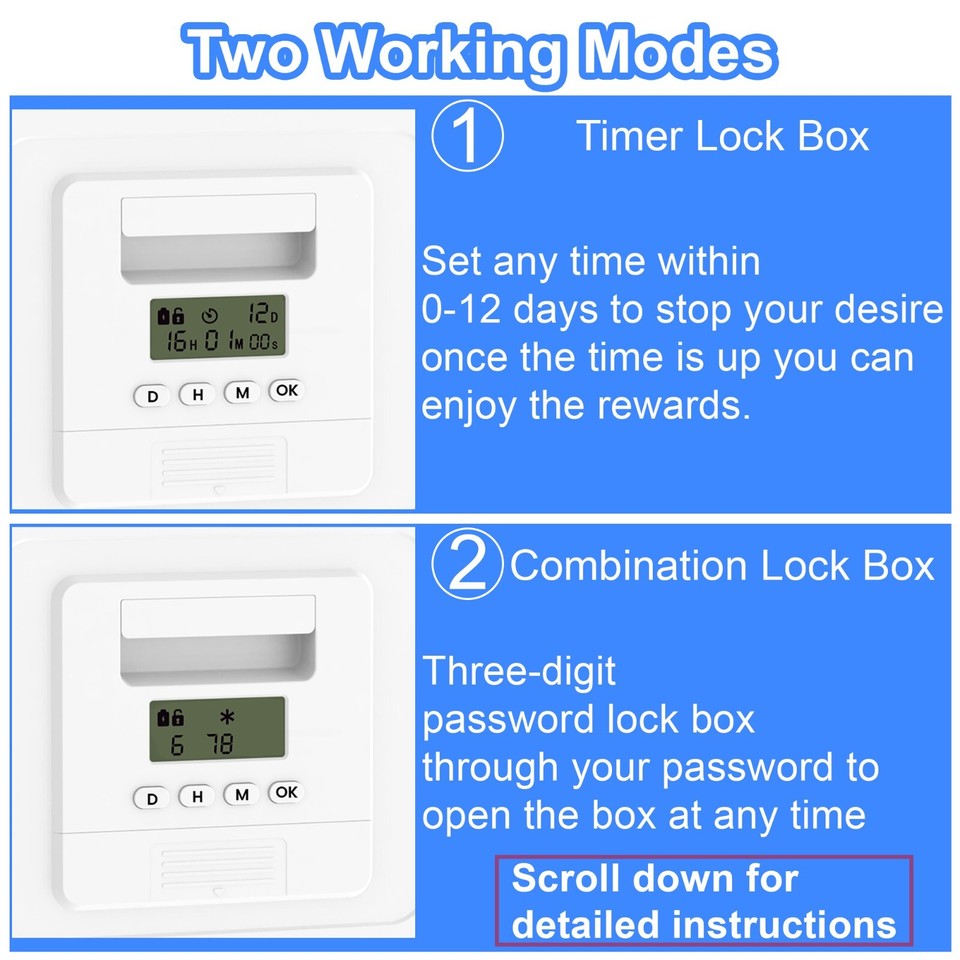 Timed Lock Box Large - Habit Control Time Locking Container for Cell ...