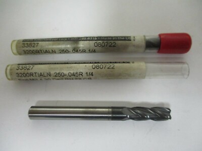 Fullerton 3200 End Mill 33827 TiAlN 4 flute 0.25 cutting diameter .045R ...