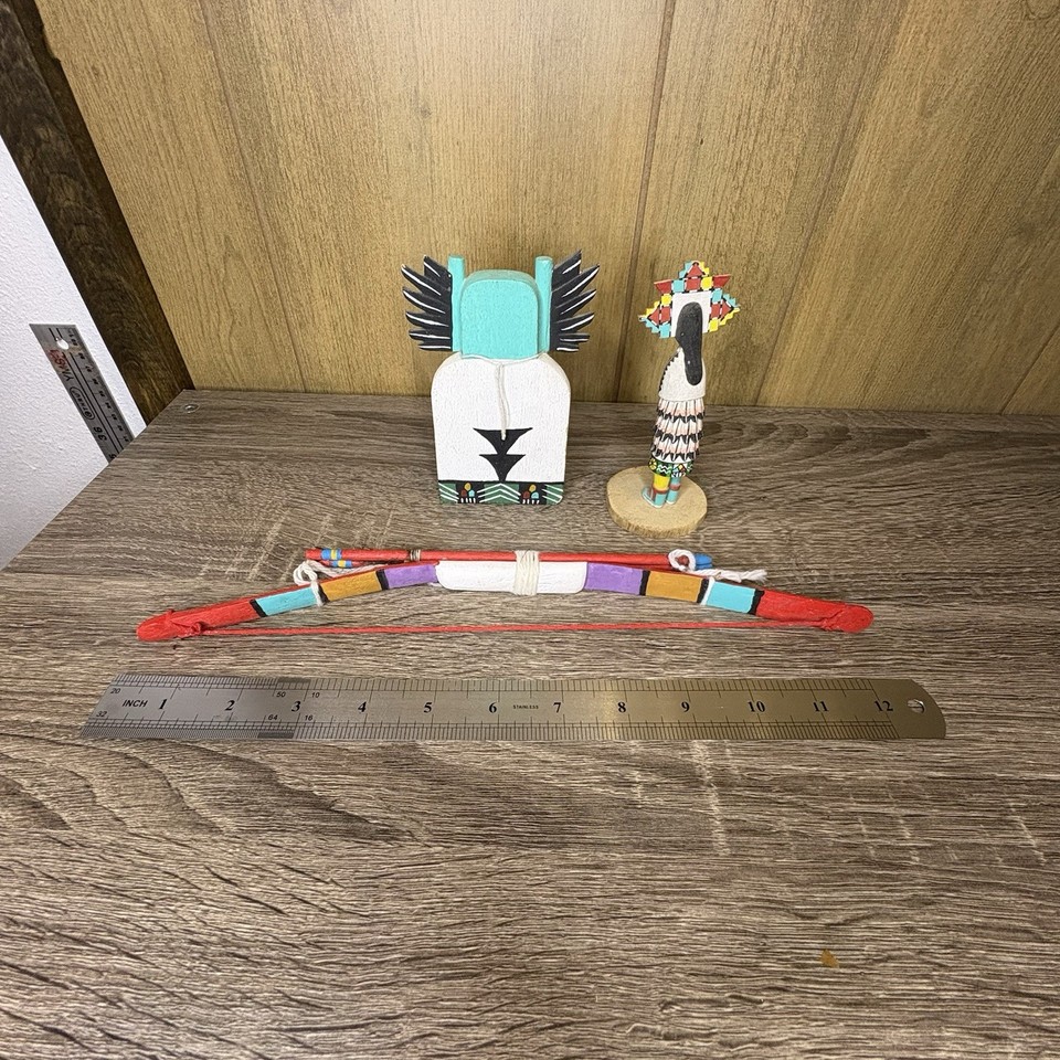 Vintage Native American Hopi Kachina Doll Lot Bow Crow Mother ...