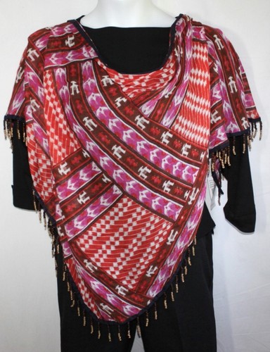Collection 18 Scarf Wrap Triangle Beaded Fringe Gypsy Boho Fuchia ...