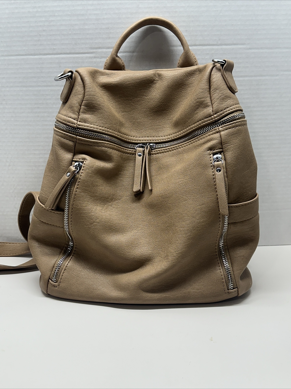 Miztique Soft Tan Vegan Leather Convertible Backpack - Gem