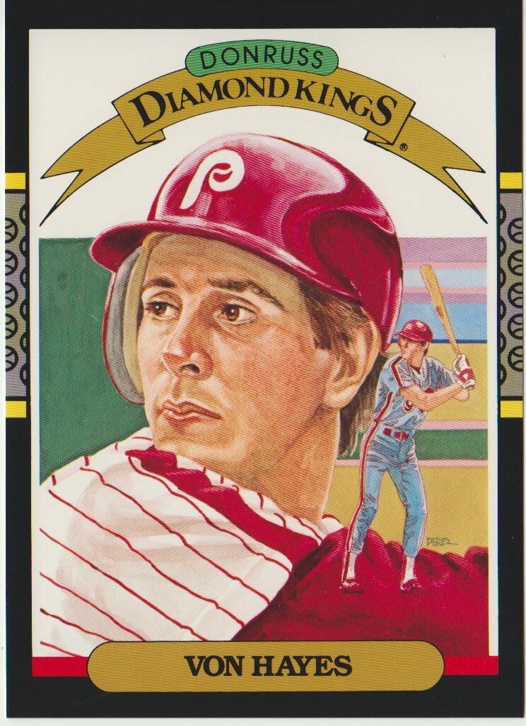 Von Hayes 1987 Donruss Super Diamond Kings 5x7 #12, Philadelphia ...