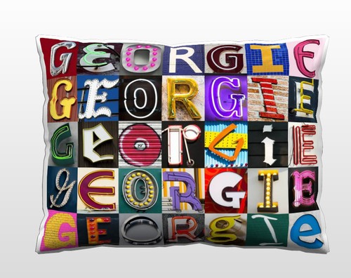 Personalized Pillow featuring the name GEORGIE in photos of actual sign ...