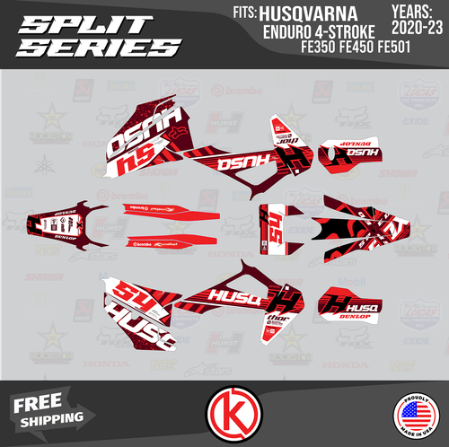 Graphics Kit for Husqvarna FE350 FE450 FE501 2020-2023 Split-Red | eBay