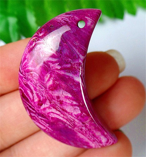 39x19x10mm Rose Chrysanthemum Coral Moon Reiki Healing Pendant Bead ...