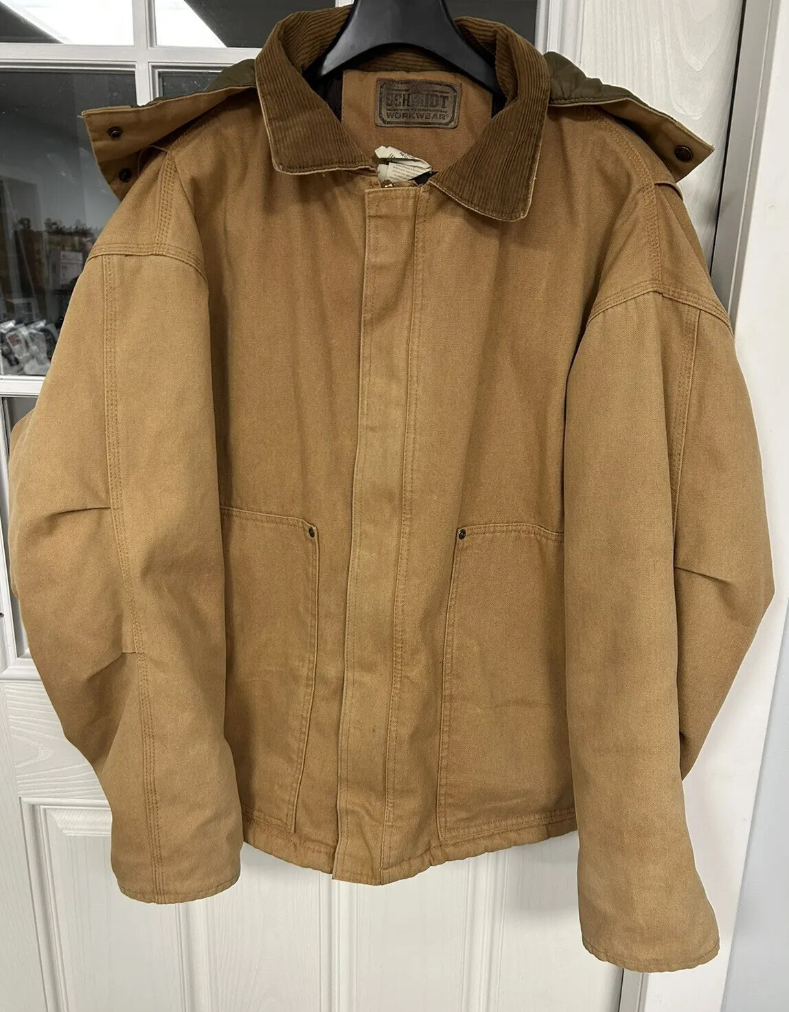 C.E. Schmidt Insulated Quilted Hooded Jacket Tan Brown Size XLR Work ...