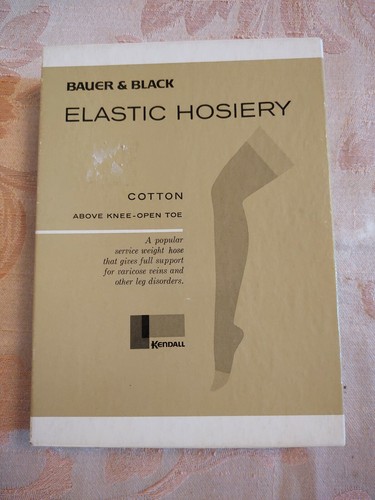 2 Vtg Bauer & Black Elastic Hosiery Size L1 Nylon Above Knee Open Toe ...