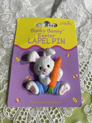 Vintage Gibson Bunky Bunny Easter Lapel Pin Brooch Jewelry XE-40 | eBay
