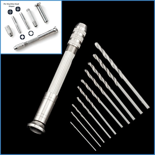 11pc 0.8- 3mm Pin Vice Twist Drill Bits Screwdriver Hand Held Tip Chuck ...