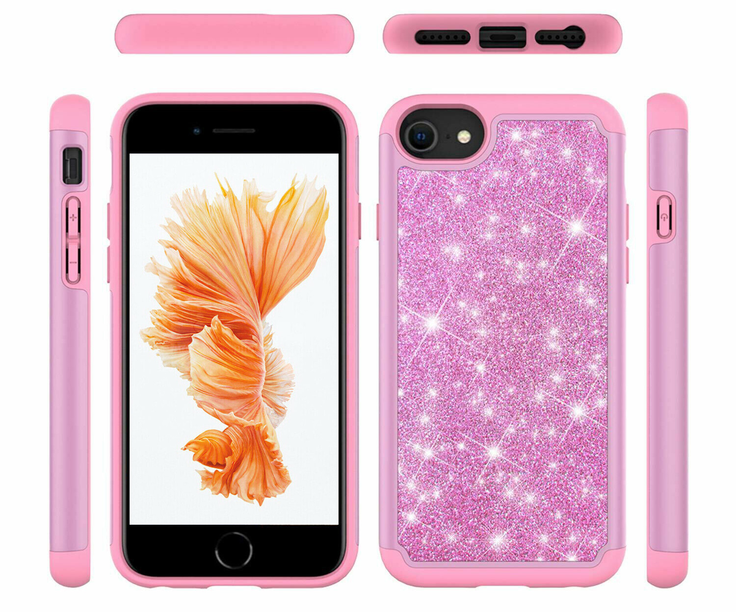 For iPhone SE 2020 (2nd Generation) Glitter Bling Shockproof Dual Case ...