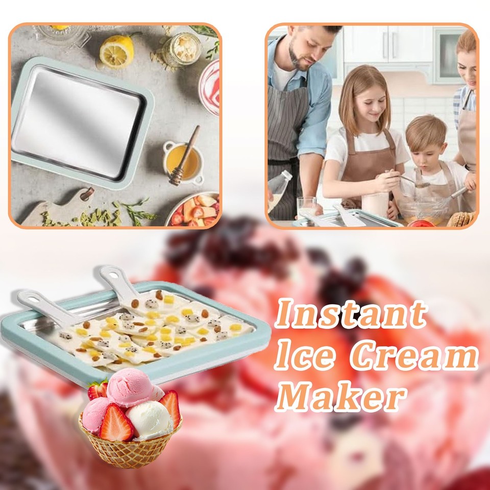 Rolled Ice Cream Maker,Instant Freeze Plate with 2 Scrapers for ...
