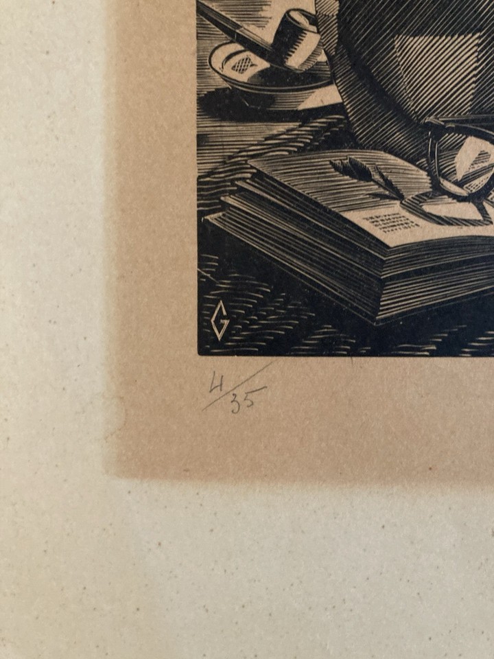 Beautiful Engraving 20th Bouquet of Flowers Still Life Art Signed to ...