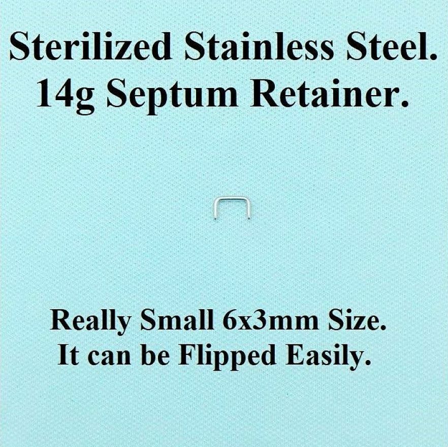 2PCS ALMOST INVISIBLE Clear & SMALLEST STEEL 14g SEPTUM Sterilized ...