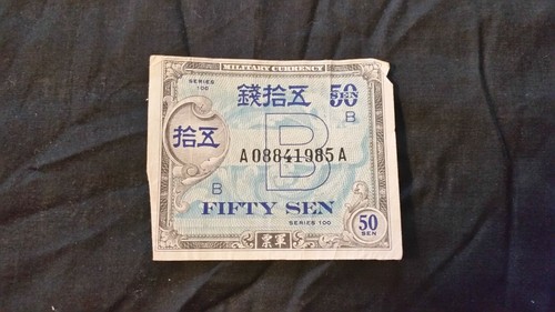 WWII Japanese 50 Fifty Sen Military Currency Banknote Note B Series 100 ...