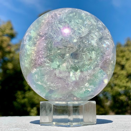 1.36LB Natural Titanium Rainbow Quartz Sphere Crystal Ball Healing ...