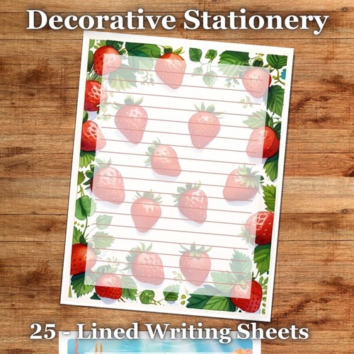 Strawberry-25 Sheets Decorative Paper Letter Writing Paper Color ...