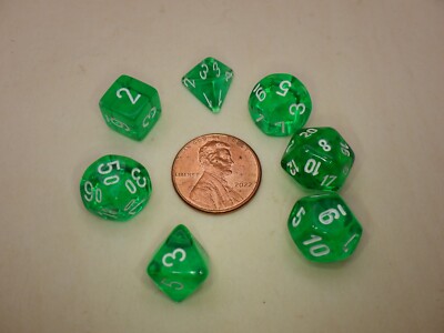 7 Die 10mm Mini Polyhedral Dice Set Tabletop - Chessex Translucent ...
