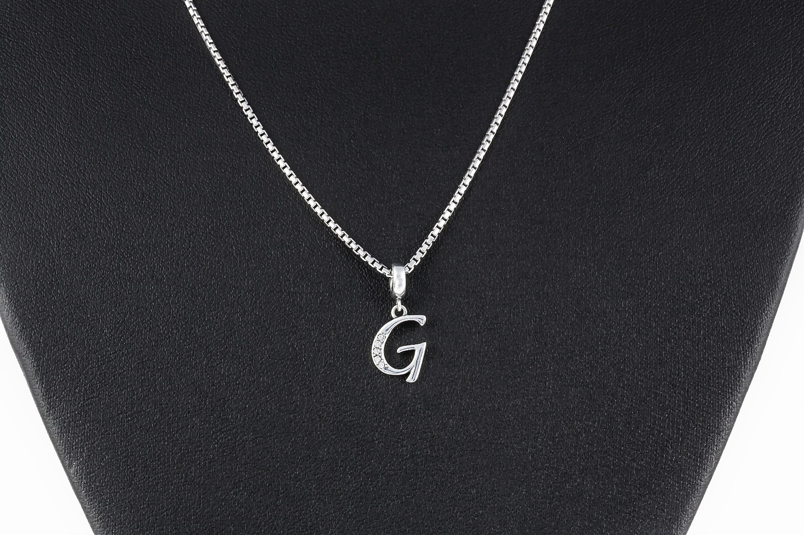 925 Sterling Silver Initial Charm Necklace A-Z initials - Box Chain ...