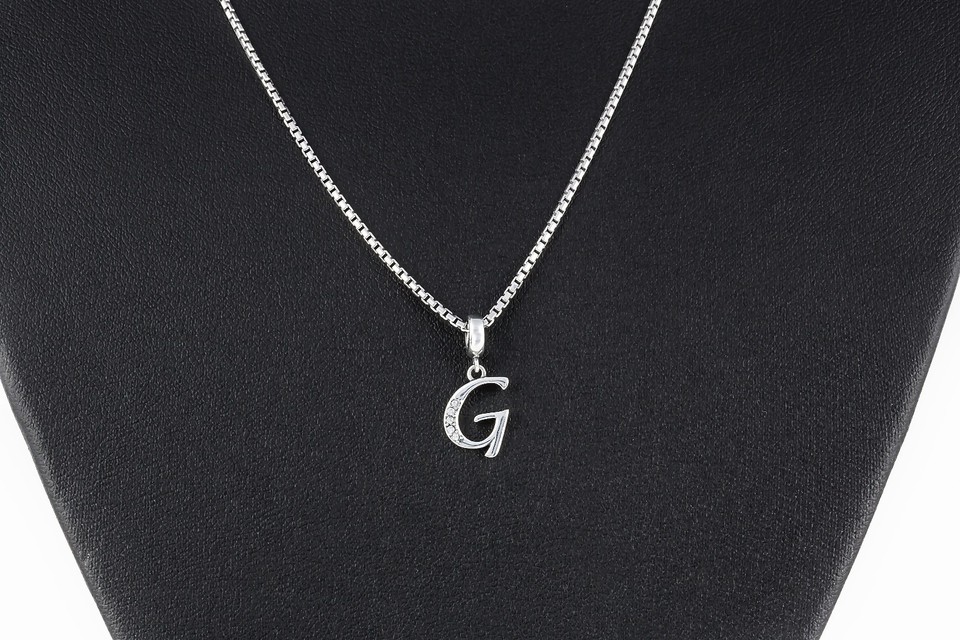 925 Sterling Silver Initial Charm Necklace A-Z initials - Box Chain ...
