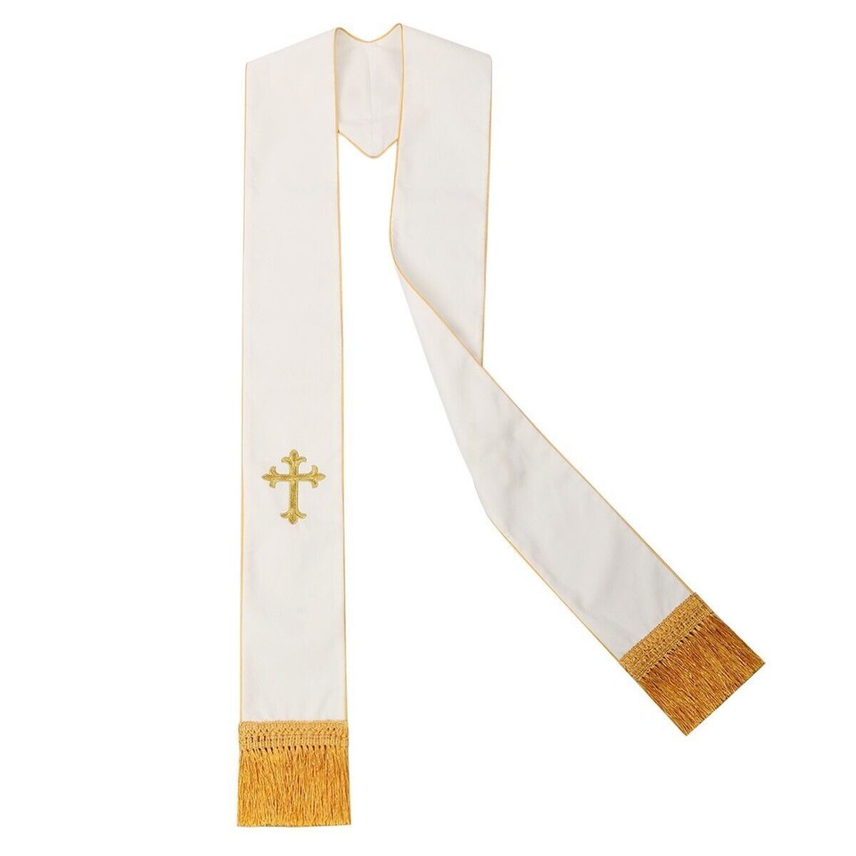 Clergy Stole Holy Yellow Cross Embroidery Stole Catholic Priest Stole ...