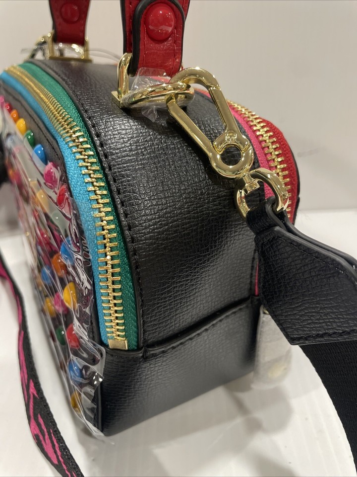 Karl Lagerfeld Paris Pebbled Crossbody Handbag Black Rainbow Color New ...