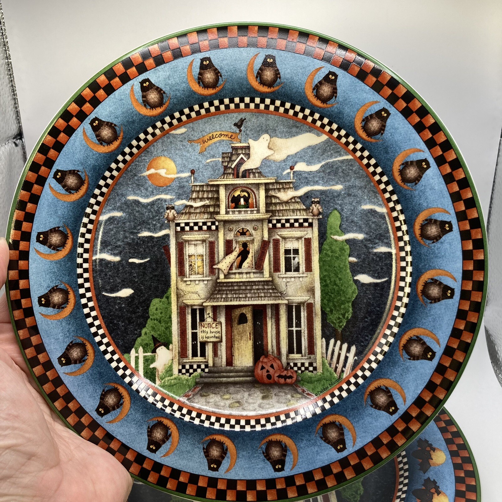 Halloween Plates Debbie Mumm Haunted House BatsSet Of 2 Oneida Sakura 8 ...