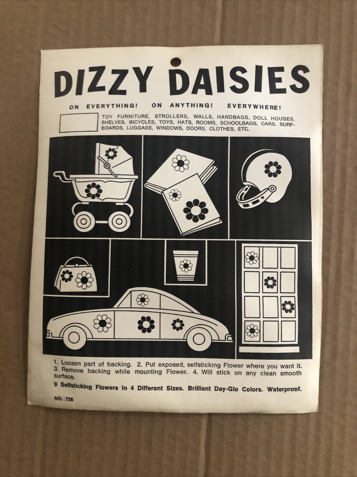 Vintage Blacklight Stickers Dizzy Daisies 1960s Daisy Vinyl Flowers Pink Yellow | eBay