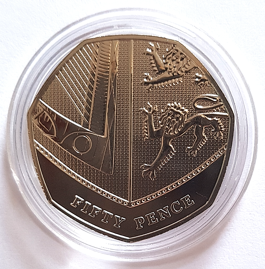 Various date Shield fifty pence 50p coins Brilliant Uncirculated 2008 ...