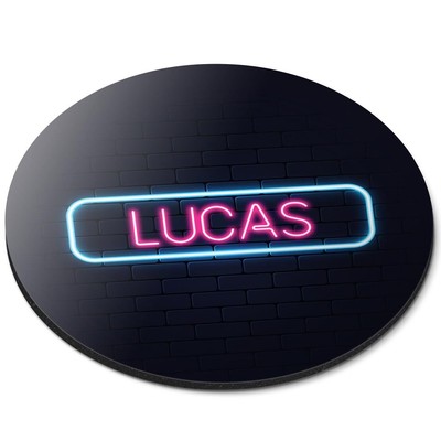 Round Mouse Mat Neon Sign Design Lucas Name #352235 | eBay UK