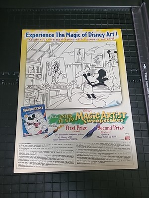 Disney Magic Artist Sweepstates CD-Rom 8x11 Print Ad 1990s Vintage Wall ...