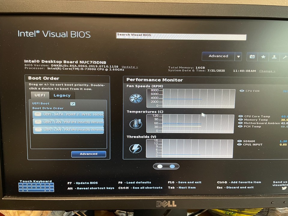 Intel Nuc 7i5DNKE i5-7300U CPU@2.6Ghz, 16Gb Ram, 256 Gb Hard Drive ...