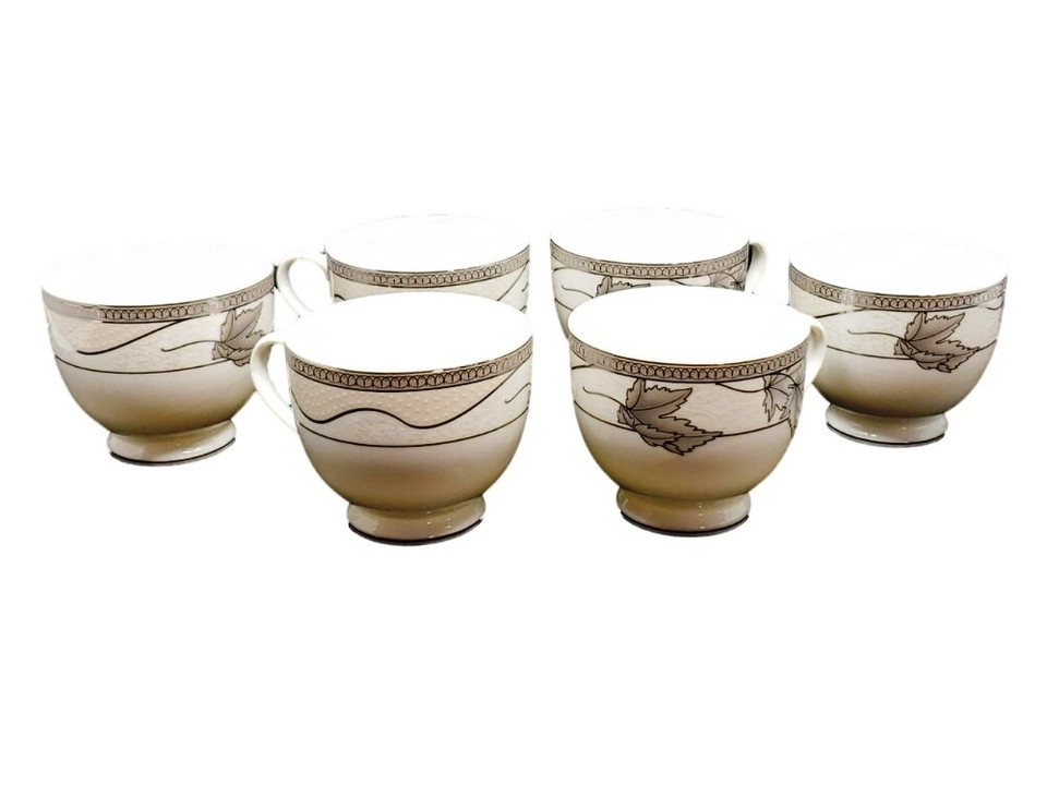 Porcelain Tea Service Set plus Dessert Serving Plates 24 Pc Silver ...