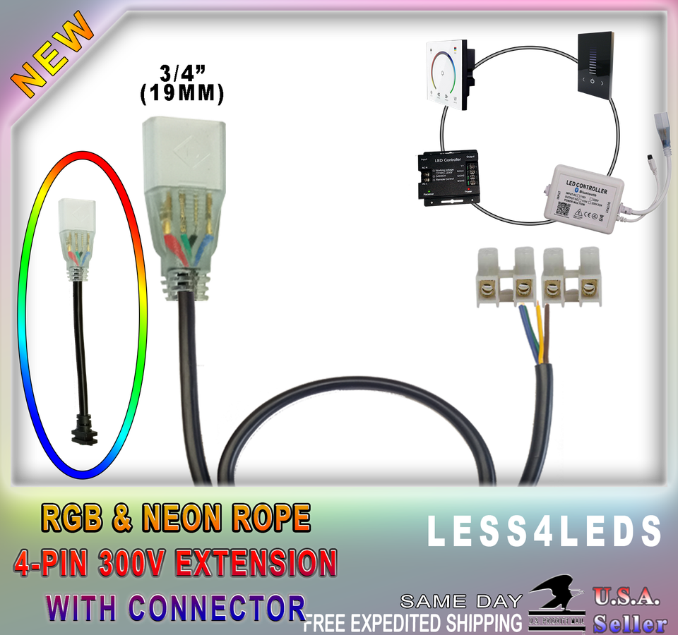 110V RGB DMX 512 up tp 330ft Neon Rope Flex RGB+W Commercial Grade Led ...