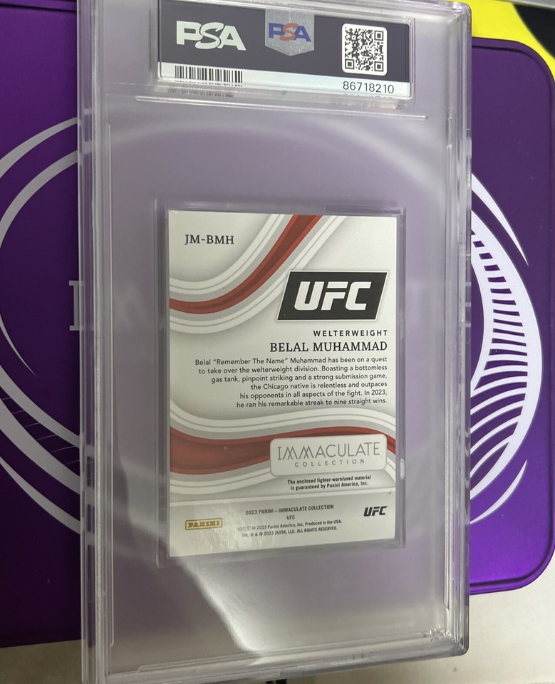 2023 Panini Immaculate UFC Jumbo Mem Patch Belal Muhammad /6 Hats PSA 8 ...