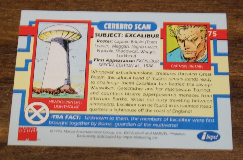 Excalibur Impel Marvel X-Men 1992 Collector Cards #75 | eBay
